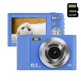 Caméra numérique compacte SZSMART DC302AF 4K 48MP zoom 16X 2,8 pouces écran + 128GB- bleu ...