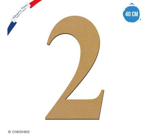 Chiffre 2 en bois à décorer - 40 cm - Collection Alphabet serif ...