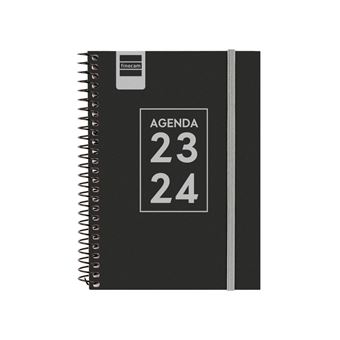 Agenda escolar 2023/2024 Finocam Secundaria 8º semana vista horizontal Negro catalán - Agenda ...