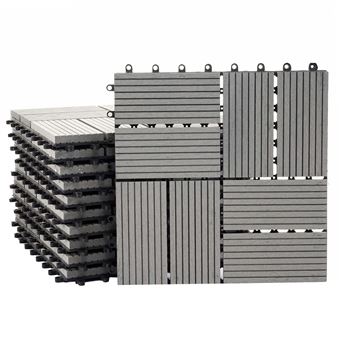 11 carreaux à 30x30cm en WPC Rhone aspect bois gris rectangle ...