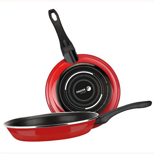 Set de 2 Poêles à Frire Induction 20-24cm Acier Émaillé, Antiadhésif sans PFOA, FAGOR, Optimax ...