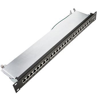 Patch panel rack 24 RJ45 Cat.6A FTP 1U noir avec peigne pour la gestion ...