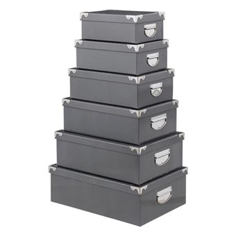 FIVE Simply Smart - Set de 6 Boîtes de Rangement "Uni" 48cm Gris Foncé ...