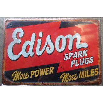 plaque tole edison spark plugs bougies 30x20cm tole pub garage diner ...