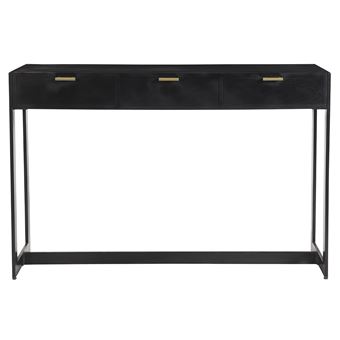 Console design avec rangements 3 tiroirs noire et métal L115 cm AVIDAN ...