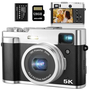 Caméra sans miroir SZSMART DC203 5K 48MP autofocus écran 16X 2.8 pouces + 128GB- noir - Appareil ...