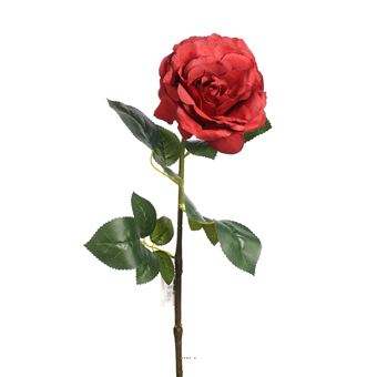 Rose Maya artificielle Rouge Amour H75cm Tête superbe 12cm 4 feuilles ...