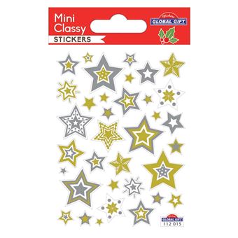 Stickers Noël - Étoiles dorées et argentées - Global Gift - Autocollant ...