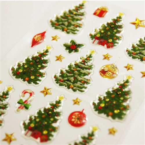 Stickers Sapins de Noël traditionnels - Global Gift - Autocollant et ...
