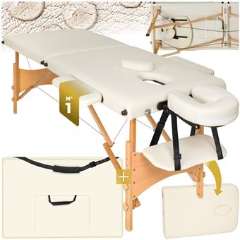 -43% sur TecTake Table de massage pliante 2 Zones Bois, cosmétique, portable - beige - Table de ...