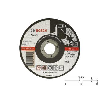Disque Expert À Tronçonner Bosch À Moyeu Plat Spécial Inox 125X1.0 Mm ...