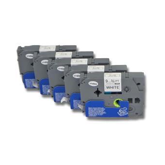 5x Cassette Cartouche Ruban 9mm vhbw pour Brother P-Touch 2450, 2460 ...