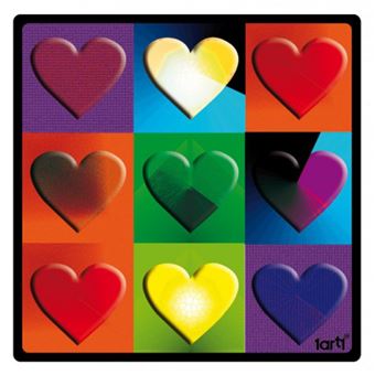 Amour Poster-Sticker Autocollant - Coeurs Pop Art (9x9 cm ...