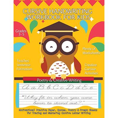 Cursive Handwriting Workbook For Kids : Motivational Practice Paper ...