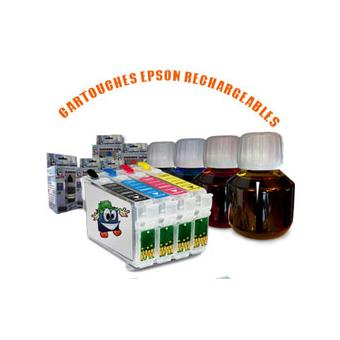 RECHARGEABLE- EPSON de T0611 à T0614 Pack 4 Cartouches Rechargeables ...
