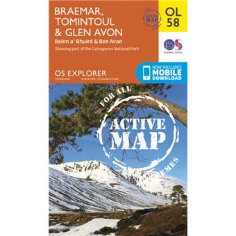 Os Explorer Active Ol58 Braemar, Tomintoul & Glen Avon (Os Explorer Map ...