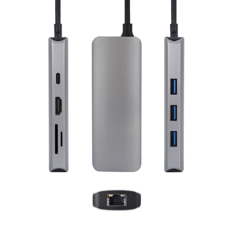Hub USB-C Urban Factory 8 en 1 avec 3 USB-A 1 HDMI 4K 60Hz 1 RJ45 ...