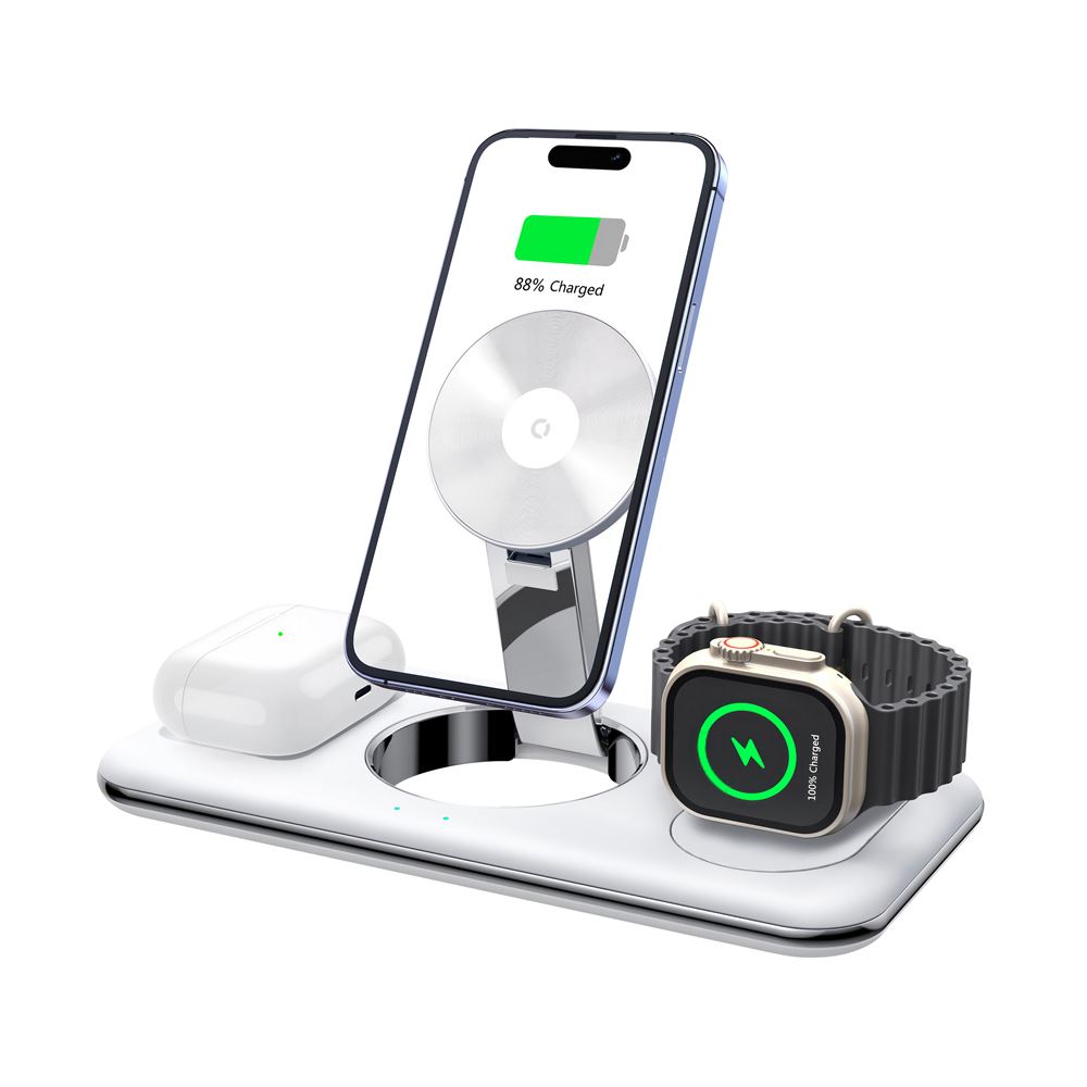 Base de charge aimantée sans fil 3-en-1 Echo Blanc - Chargeur pour ...