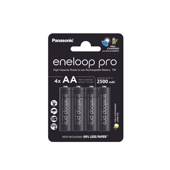 Pack de 4 piles rechargeables Panasonic eneloop pro BK-3HCDE LR06 AA ...