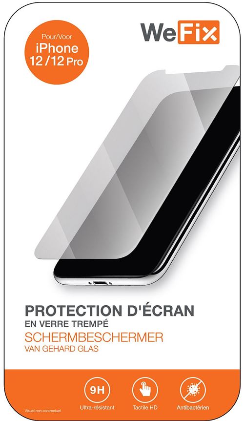 Protection d'écran en verre trempé Wefix pour iPhone 12 Transparent ...