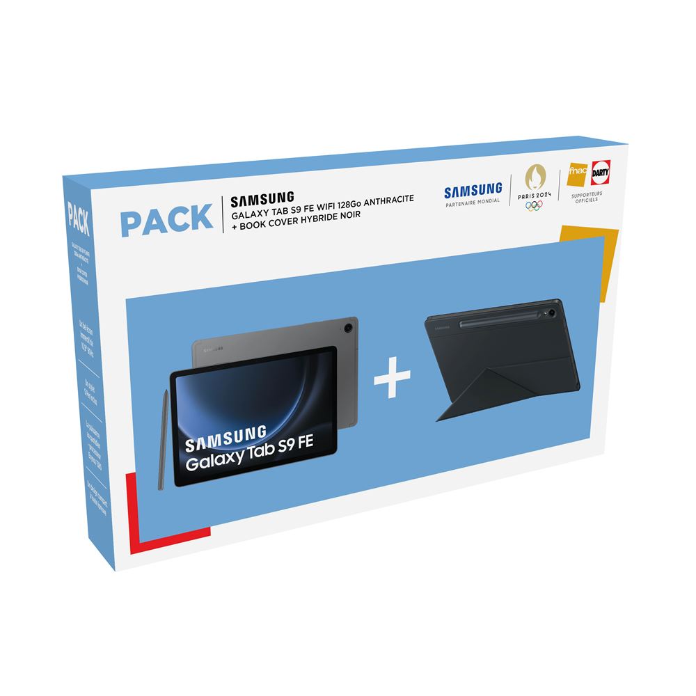 Pack Tablette tactile Samsung Galaxy Tab S9 FE 10,9" 128 Go Gris Anthracite + Cover Noir ...