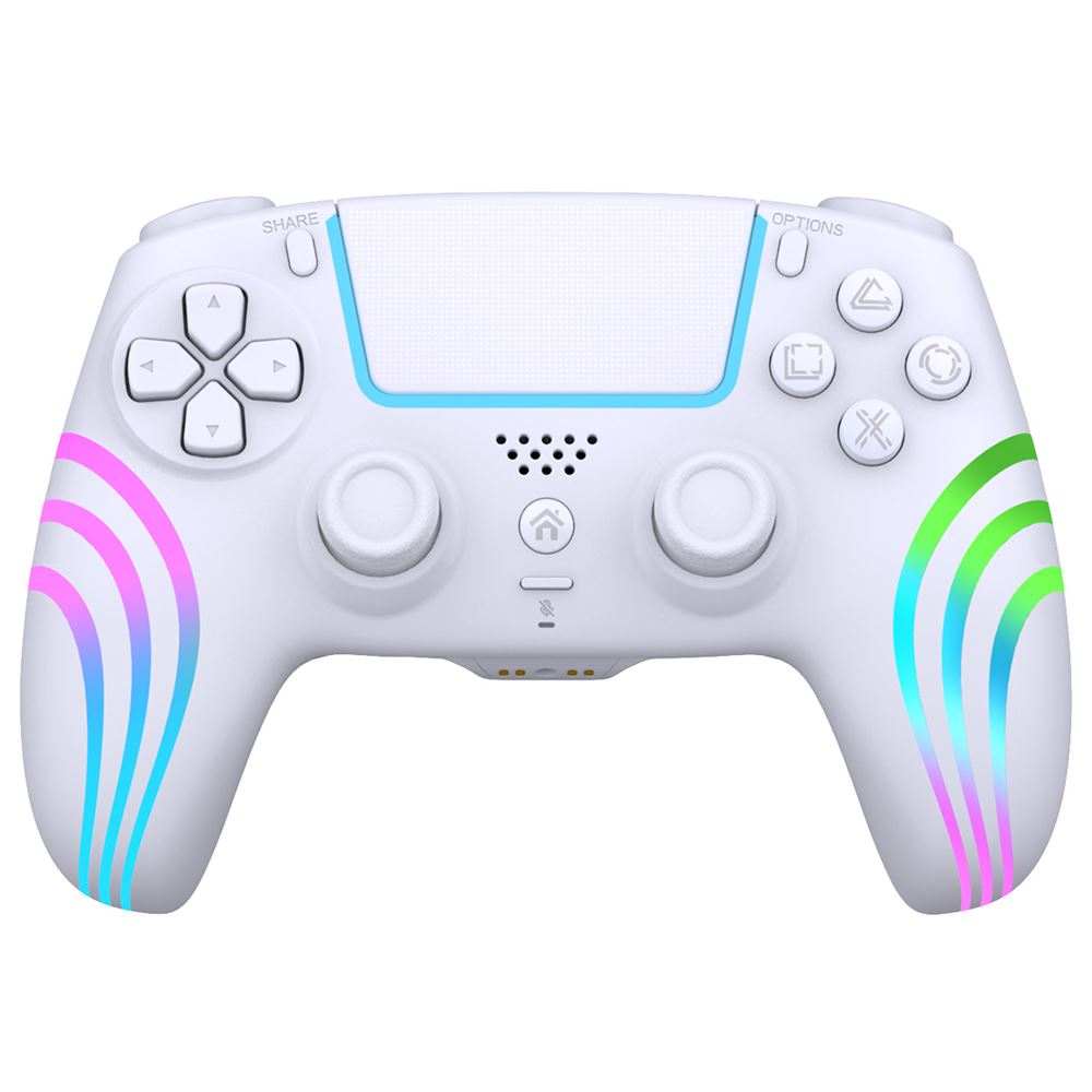 Manette sans fil Alpha Omega Players pour PS4 et PC Rainbow Led Blanc ...