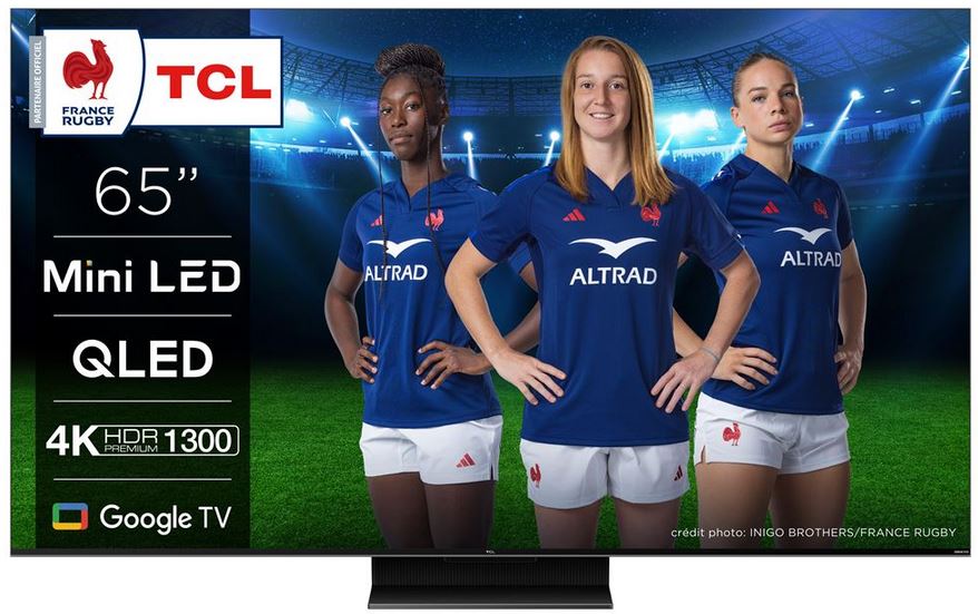 TV QLED Mini LED TCL 65C805 165 cm 4K UHD Google TV Aluminium brosse ...