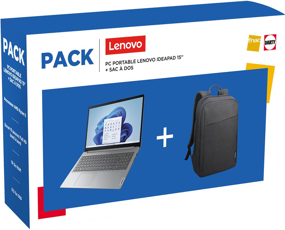 Pack PC portable Lenovo IdeaPad 1 15ALC7 82R4007LFR 15,6" AMD Ryzen™ 5 ...