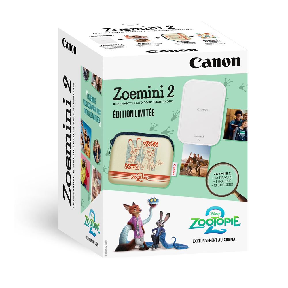 Kit Imprimante Photo Canon Zoemini 2 Edition Zootopie 2 Blanc + 10 ...