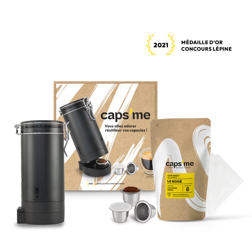 Coffret capsules réutilisables compatibles Nespresso Caps Me Noir ...