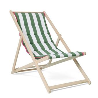 Chilienne matelassée à rayures Vert et Bois - Mobilier de Jardin ...