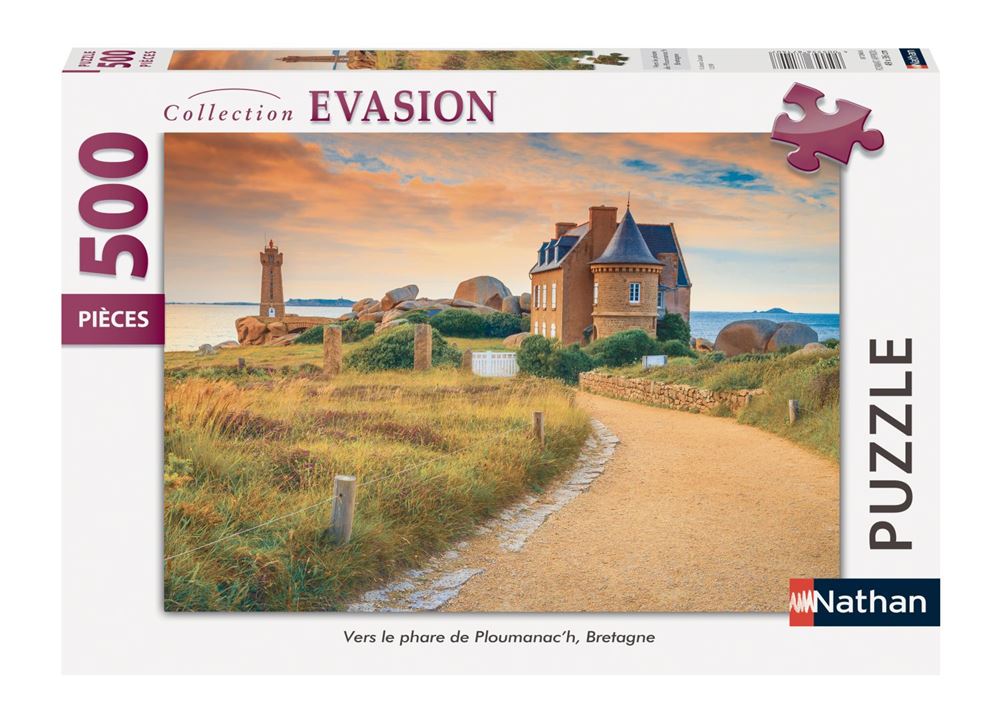 Puzzle 500 Pièces Nathan Vers le phare de Ploumanac’h Bretagne - Puzzle ...