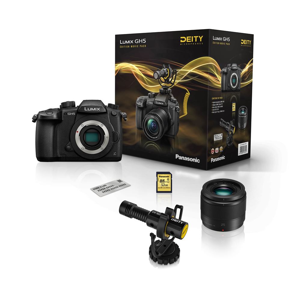 Pack Appareil photo hybride Panasonic Lumix GH5 noir + +25mm+SD32 Go- Micro DEITY V-MIC D4 MINI ...