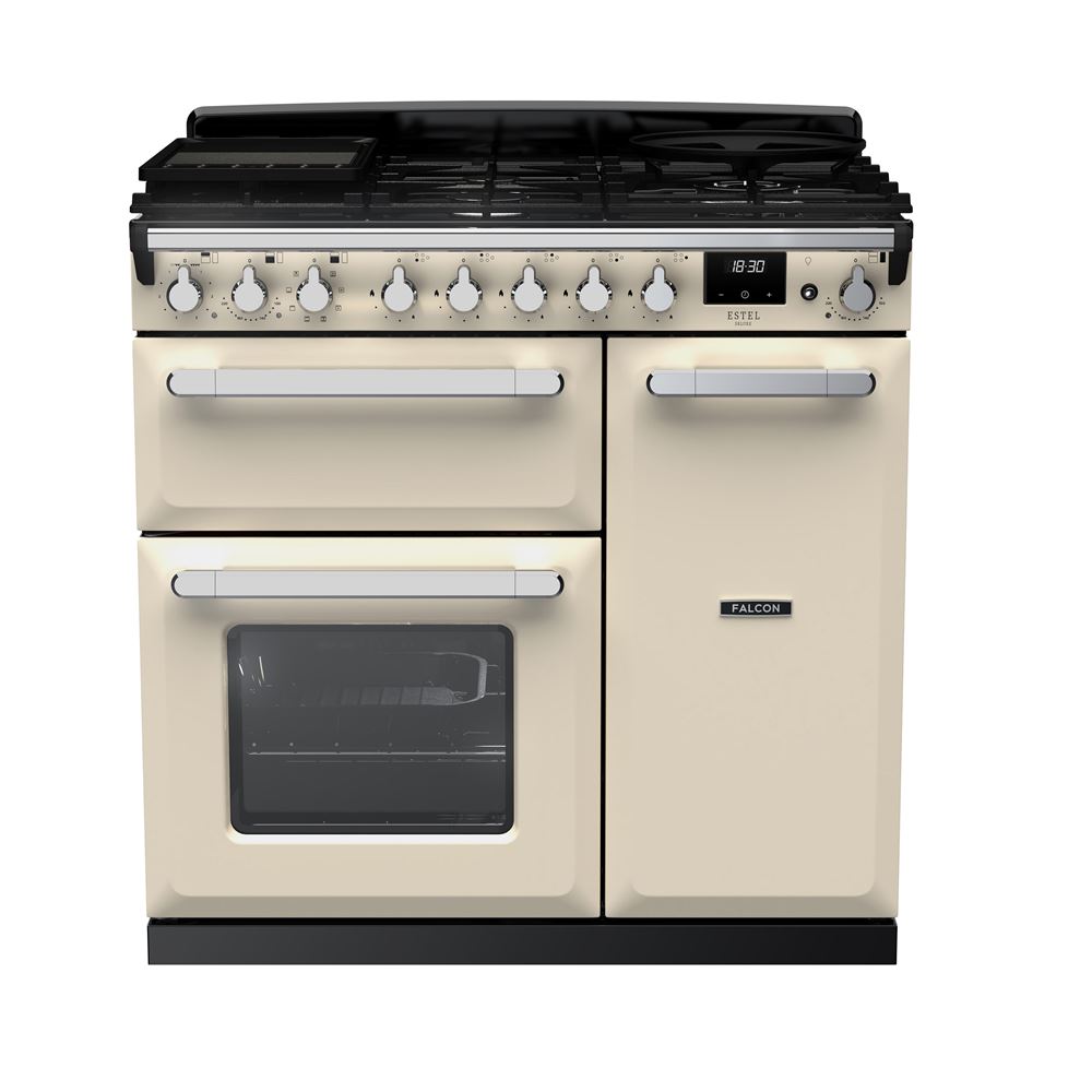 PIANO DE CUISSON ESTEL DELUXE TAB GAZ 90 CM CREME PASTEL CHROME - Achat ...