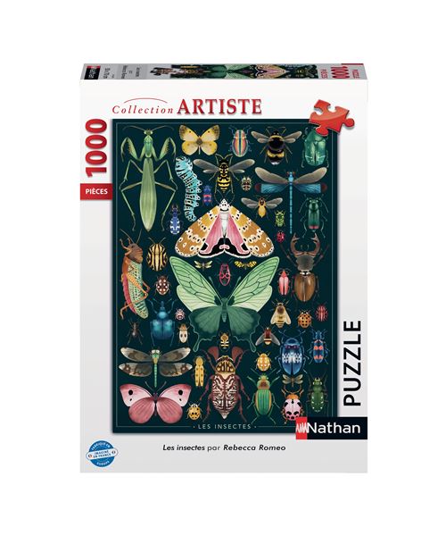 Puzzle 1000 pièces Nathan Les Insectes par Rebecca Romeo - Puzzle ...