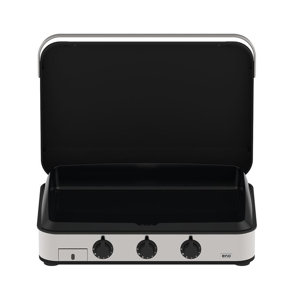 Plancha Eno Sign 80 Gaz 3 brûleurs avec capot 4800 W Noir et Inox ...