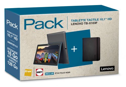 Pack Fnac Tablette Lenovo Tab 10 X103F 10.1" 16 Go WiFi Noir + Etui ...