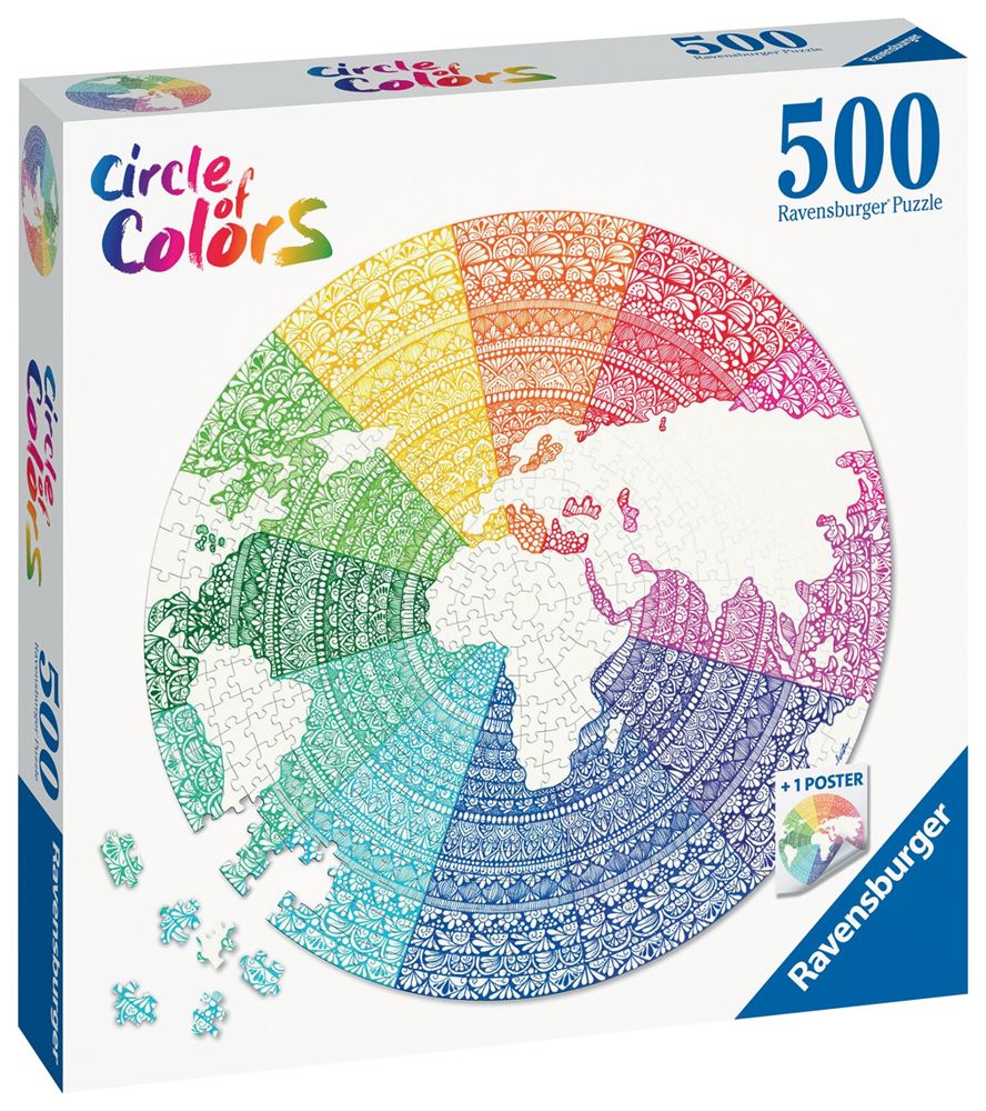 Puzzle rond 500 pièces Ravensburger Mandala Circle of Colors - Puzzle ...