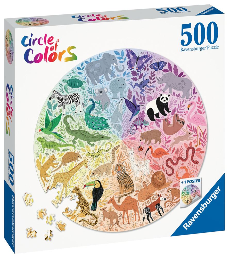 Puzzle rond 500 pièces Ravensburger Animaux Circle of Colors - Puzzle ...
