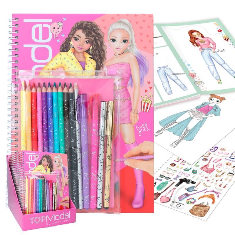 Dessin et coloriage enfant Top Model Album à colorier avec set crayons ...