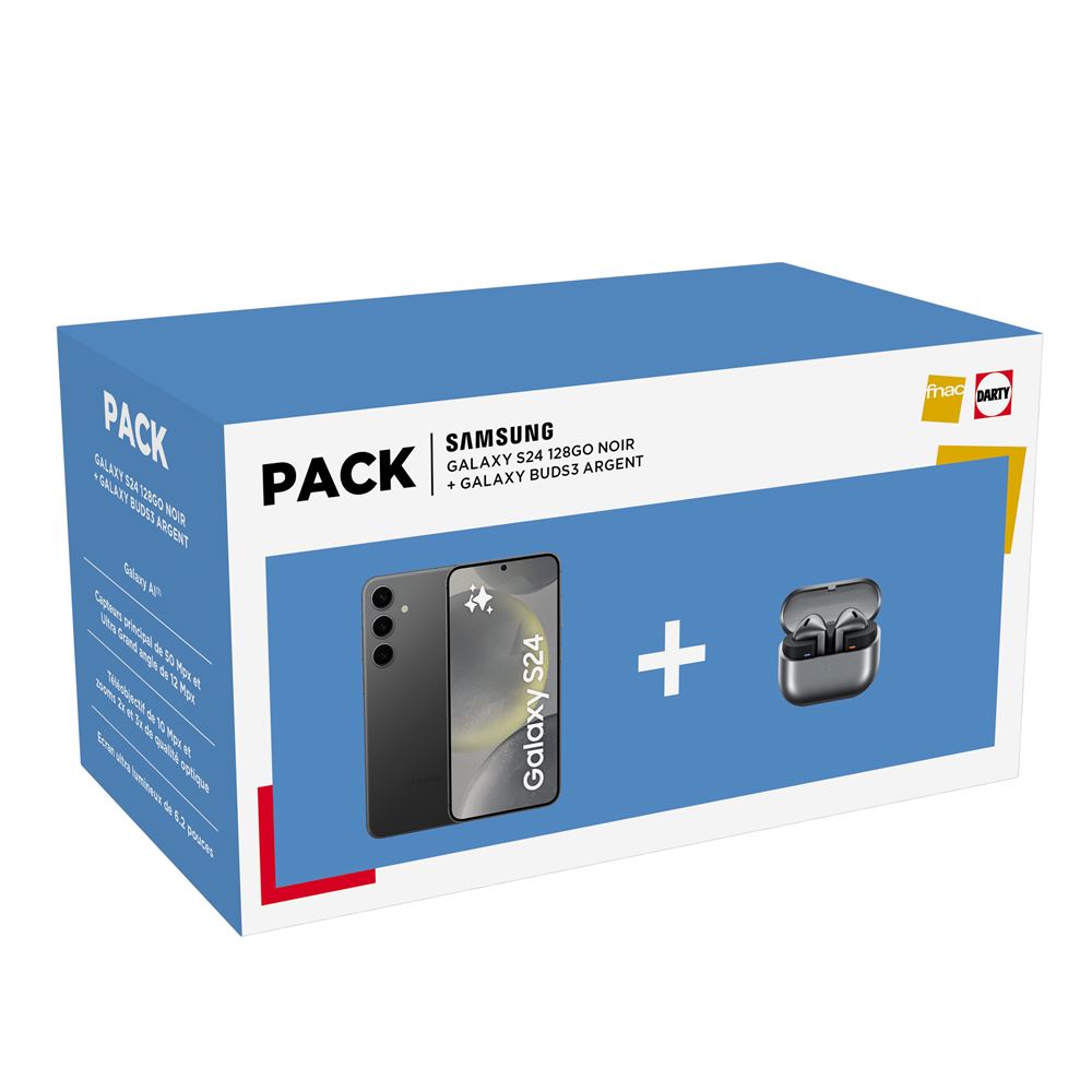Pack Smartphone Samsung Galaxy S24 6,2" 5G Nano SIM 128 Go Noir + Buds3 ...