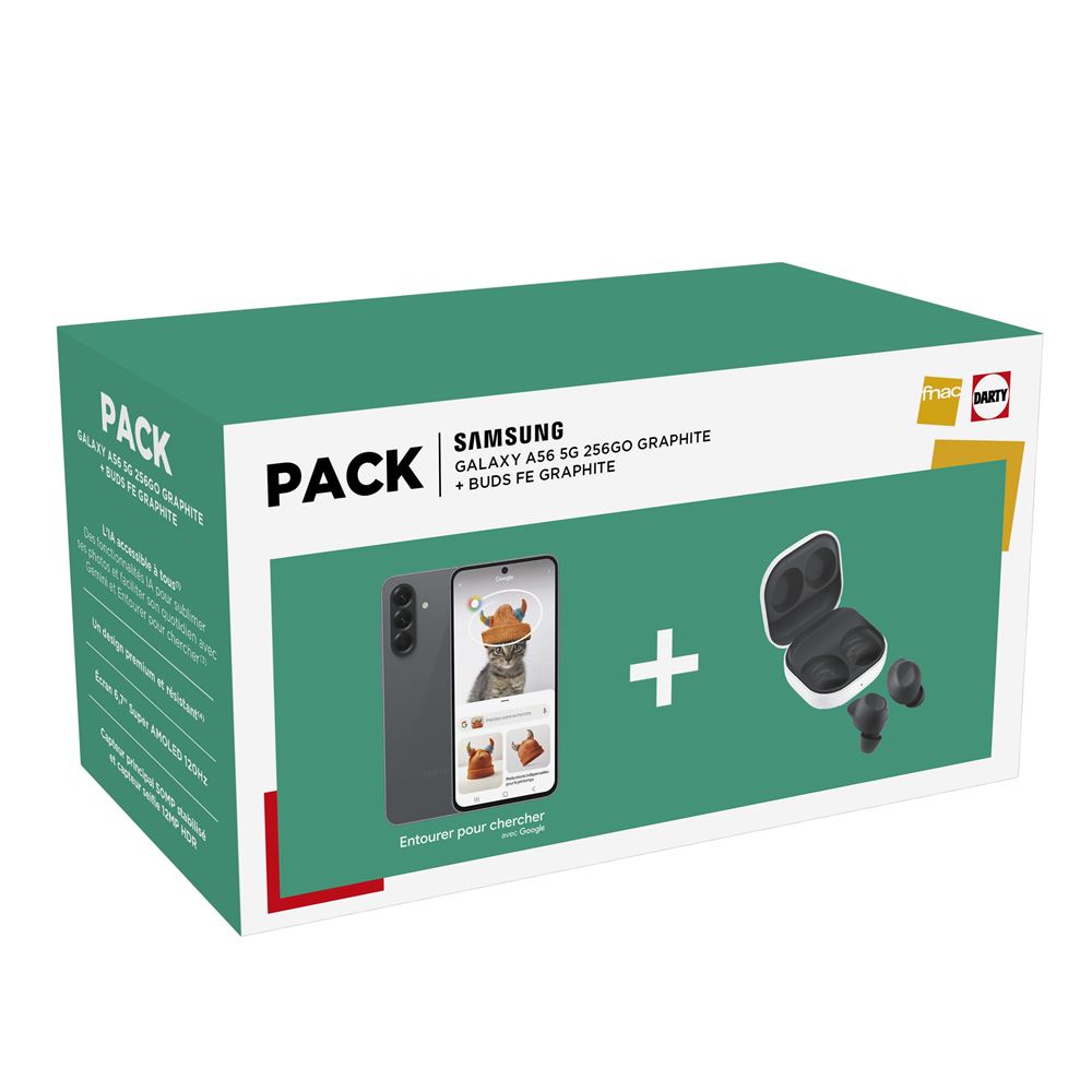 Pack Smartphone Samsung Galaxy A56 5G Nano SIM 256 Go 6.7" Graphite + Buds FE Graphite ...