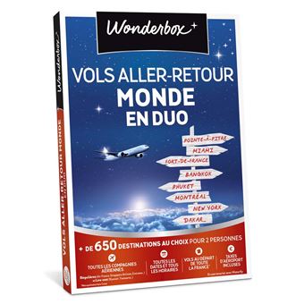 Coffret cadeau Wonderbox Vols Aller-Retour Monde en duo - Coffret ...