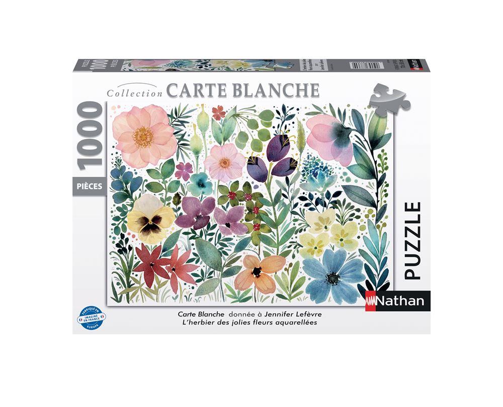 Puzzle Nathan L’herbier des jolies fleurs aquarellées Jennifer Lefèvre ...