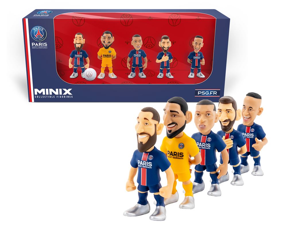 Pack de 5 figurines Minix Football Stars PSG Messi Donnarumma Neymar JR Mbappe Ramos 7 cm ...