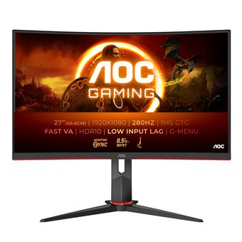Ecran PC gaming Aoc C27G2Z3/BK 27" Incurvé 280 Hz Full HD Noir et Rouge ...