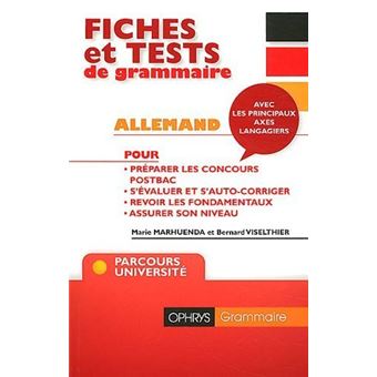 Fiches et tests de grammaire allemand - broché - Marie Marhuenda ...