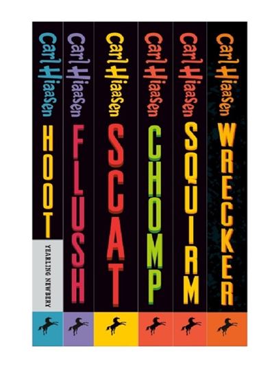 Hiaasen 6 book paperback boxed set Hoot, Flush, Scat, Chomp, Squirm ...