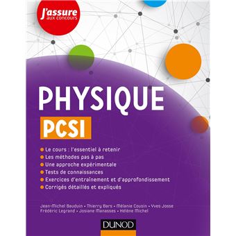 Physique PCSI - broché - Jean-Michel Bauduin, Thierry Bars, Mélanie ...