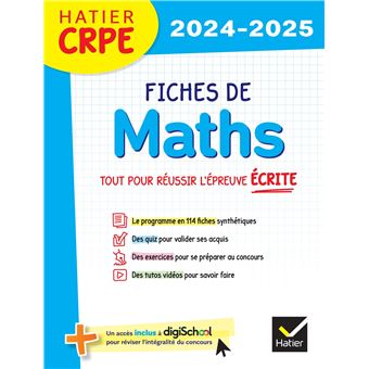 Hatier CRPE - Fiches de Maths - Epreuve écrite 2024/2025 - broché ...